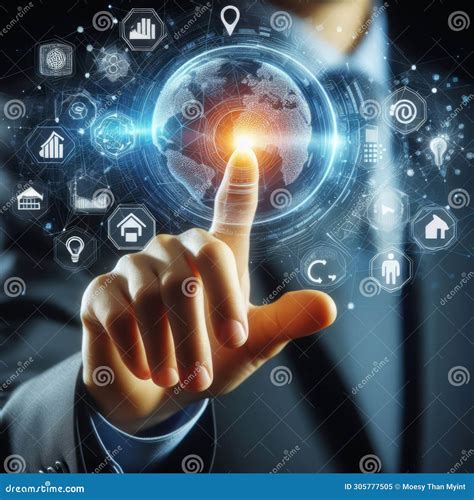 Concept Of Man Interacting With Ai Technology Stock Illustration