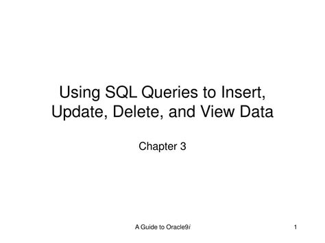 Ppt Using Sql Queries To Insert Update Delete And View Data