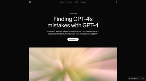Openai、gpt 4を活用して自身の誤りを発見する新たなai評価モデル「criticgpt」を発表