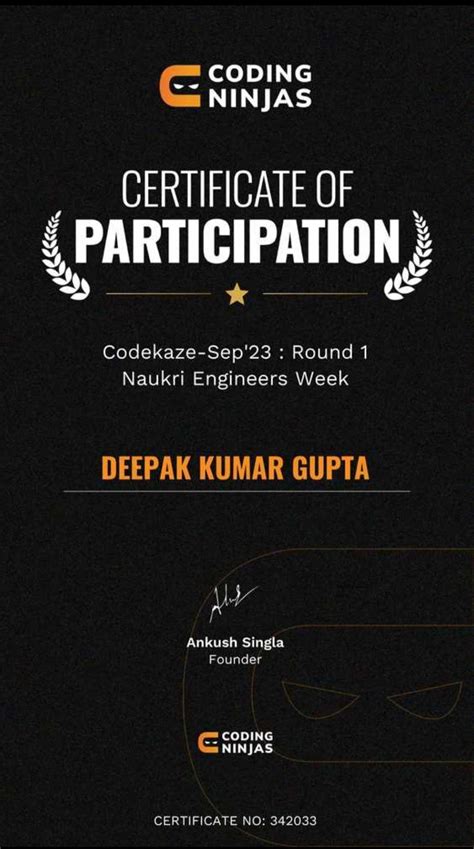 Deepak Gupta On Linkedin Codekaze Codingninjas Achievementunlocked