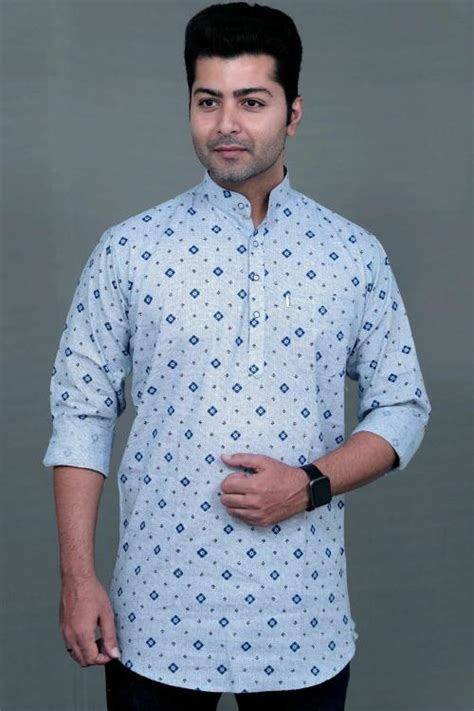 Buy Kachchap Stylish Kurta For Men Printed Ethnic Wear Blue X Large