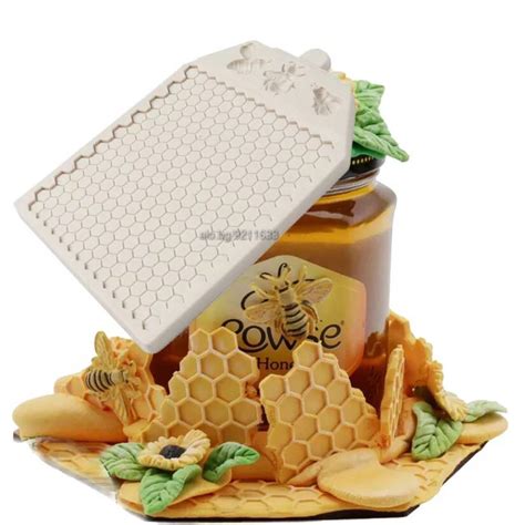 Силиконов молд Пчелна пита с пчела пчелна майка и търтей, восъчна ...