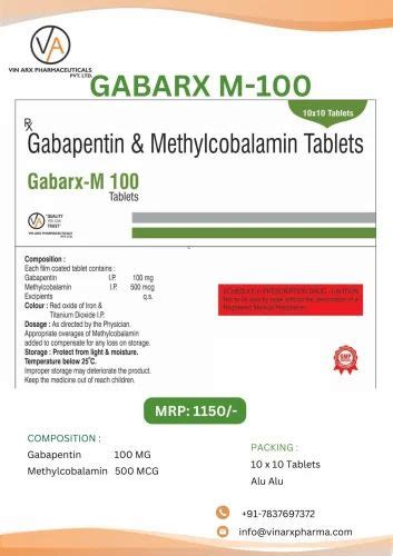 Gabapentin 100 Mg Methylcobalamin 500 Mg Tab At ₹ 180 Box Vitamin B12 Tablet In Panchkula Id