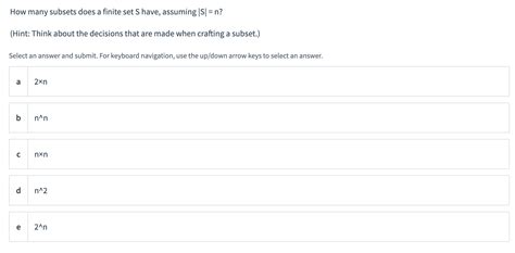 Solved How Many Subsets Does A Finite Set S Have Assuming Chegg