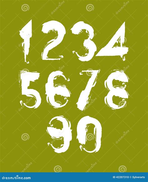 Handwritten White Vector Numbers Stylish Numbers Set Drawn With Stock Vector Illustration Of