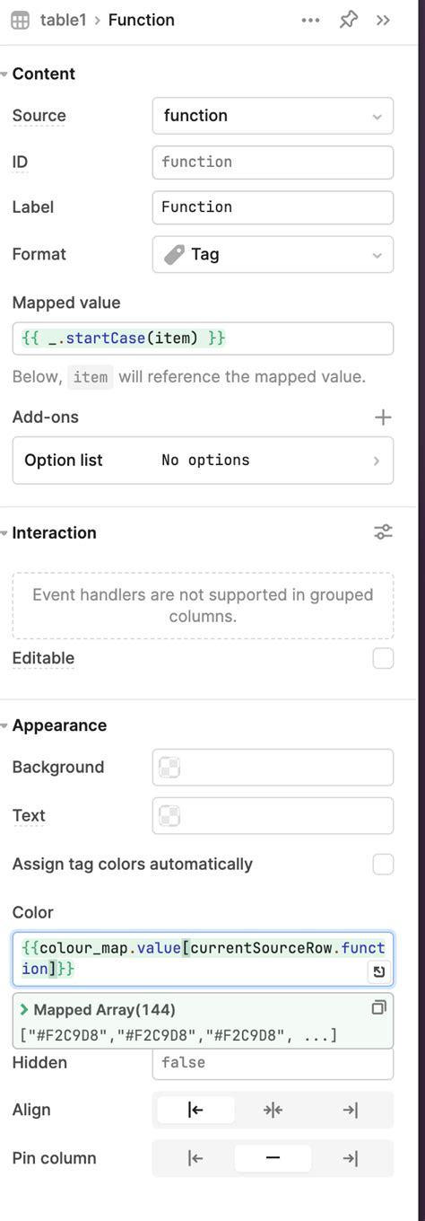 Can T Dynamically Set Tag Colour If It Is A Grouped Row Feature