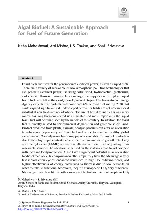 PDF Algal Biofuel A Sustainable Approach For Fuel Of Future Generation