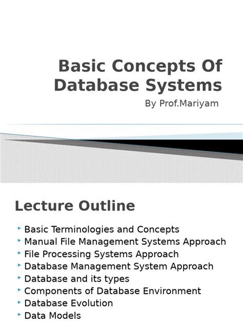 Lecture 1 Database Systems Overview Pdf