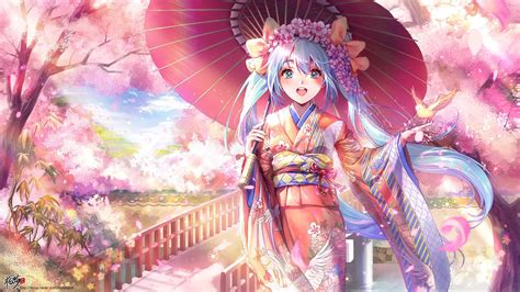Anime Girls Kimono Wallpapers Wallpaper Cave