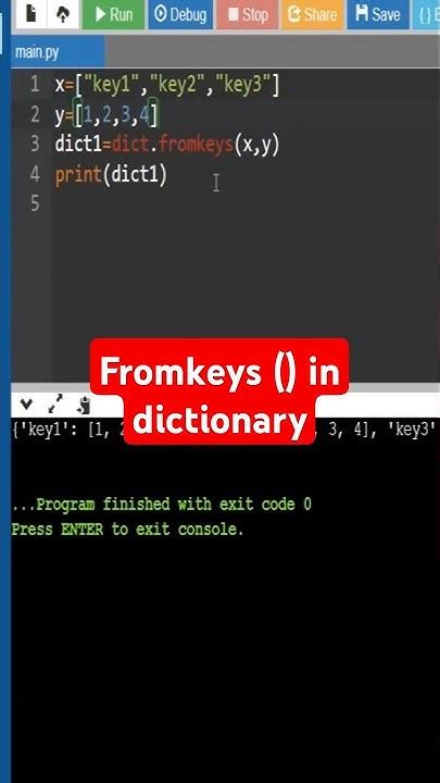 Fromkeys In Dictionary In Python Class 2 Fromkeys Dictionary Python Methods Coding