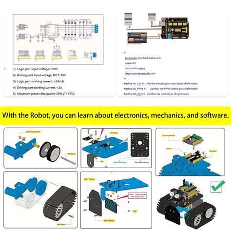 Keyestudio Diy Mini Tank Robot V Smart Robot Car Kit Forarduino Robot Kit Stem Projects