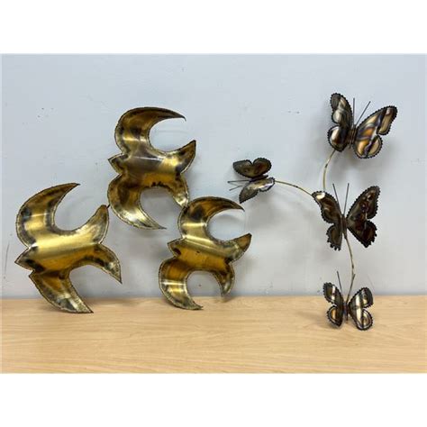Copper Brass Butterflies And Birds In Flight Wall Art