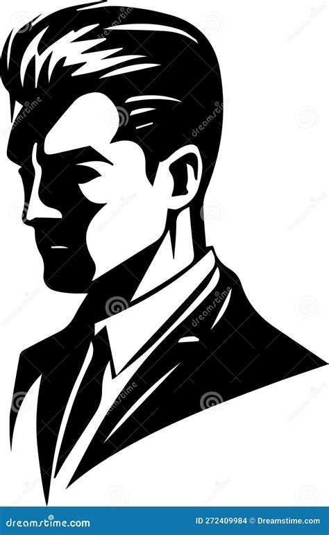 Man Wearing A Suit Logo Monochrome Design Style Stock Vector