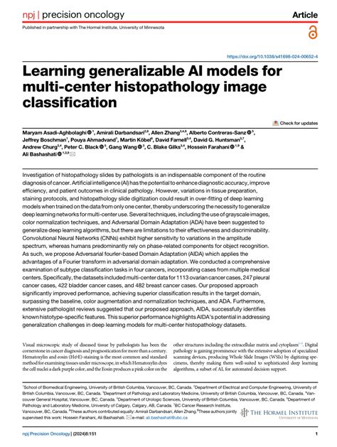 Pdf Learning Generalizable Ai Models For Multi Center Histopathology Image Classification