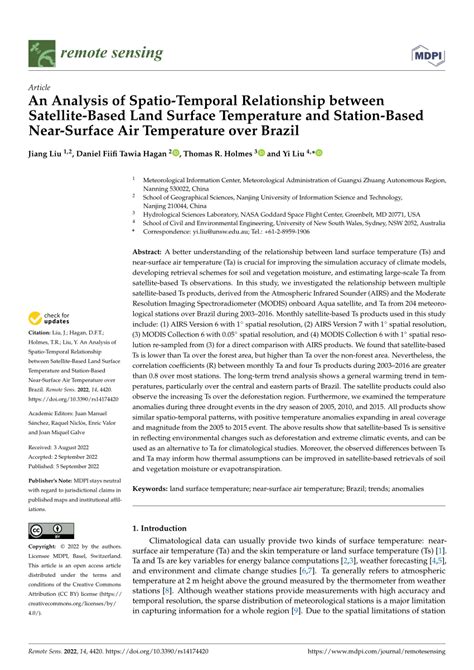 Pdf An Analysis Of Spatio Temporal Relationship Between Satellite