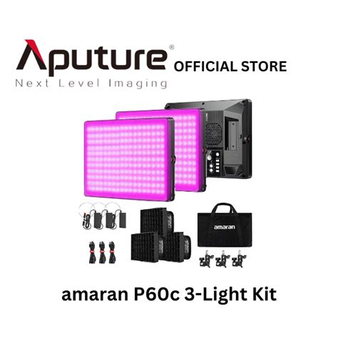 Aputure Amaran P60c 3 Light Kit Rgbww Full Color Led Panel 60w 2500k 7500k Shopee Malaysia