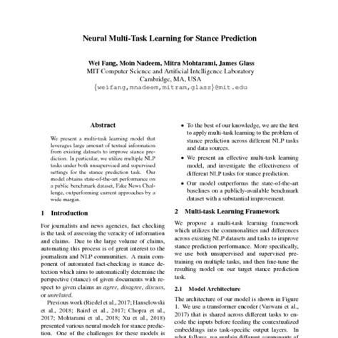 Neural Multi Task Learning For Stance Prediction Acl Anthology