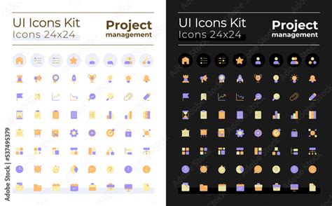 Project Management Pixel Perfect Flat Gradient Color Ui Icons Kit For Dark Light Mode Business