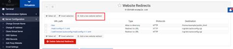 Learn To Create New Url Redirect For Domains In Virtualmin
