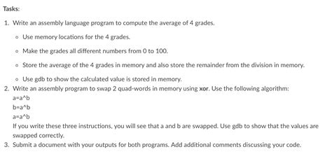 Solved Tasks Write An Assembly Language Program To Chegg