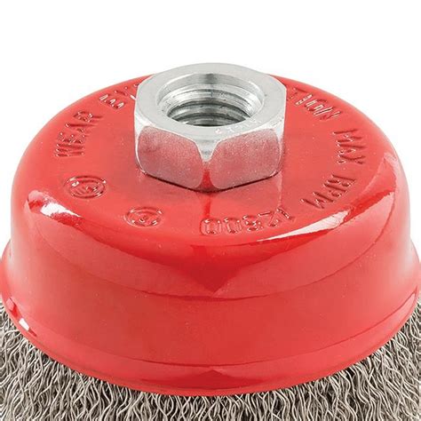 Stainless Steel Crimp Cup 75mm Wire Brush M14 Rust Removal Heavy Duty