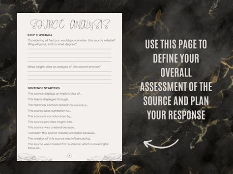 Source Analysis Worksheet And Planner Booklet History Analysis For College University School
