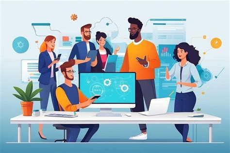 Business People Creative Team Using Electronic Computer Digital Device Programmers Teamwork