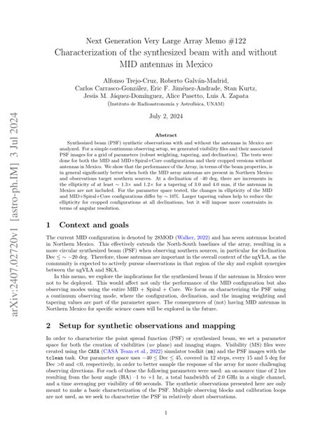 Pdf Next Generation Very Large Array Memo 122 Characterization Of The Synthesized Beam With