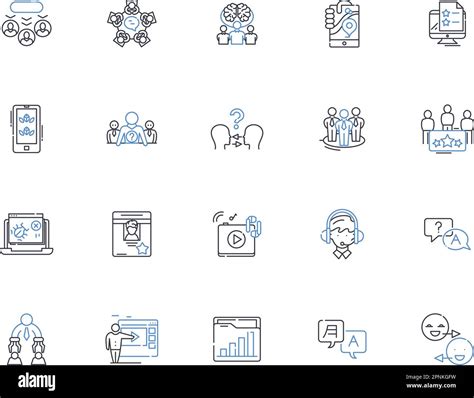 Contact Line Icons Collection Dialogue Communication Connection