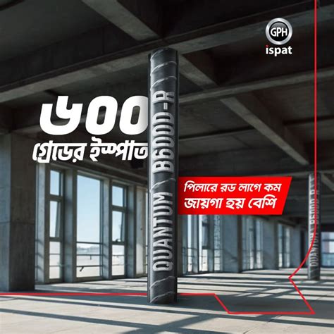 নির্মাণে অন্য গ্রেডের তুলনায় জিপিএইচ ইস্পাতের ৬০০ গ্রেড ব্যবহারে রড লাগে কম। Gph Ispat