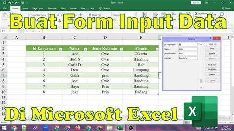 Cara Mudah Membuat Form Untuk Input Data Di Ms Excel Youtube
