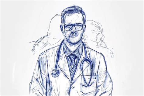 Photo Of A Drawing Of A Doctor With Glasses And A Stethoscope Premium Ai Generated Image