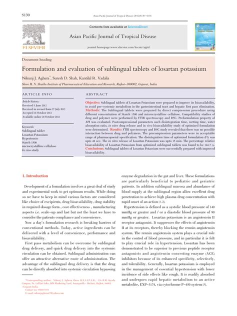 Formulation And Evaluation Of Sublingual Tablets O Pdf Tablet