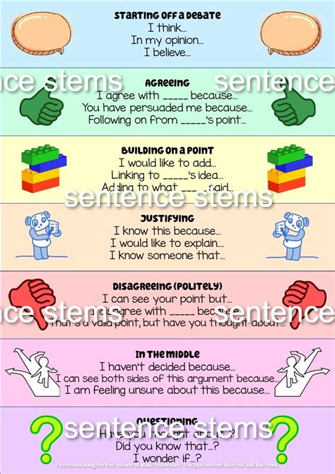 Sentence Stems For Oracy Debates And Discussions Teaching Resources