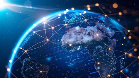 Digital World Globe Centered On Africa Concept Of Global Network Stock Image Image Of
