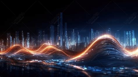 미래지향적 디자인 수직 3d 렌더링의 빛나는 파도 입자 Hud 기술 현대 기술 배경 3d 배경 미래 배경 이미지 Hd 현대 기술 3d 미래 배경 사진 무료