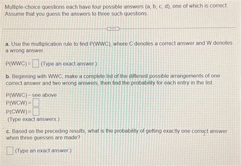 solved multiple choice questions each have four possible