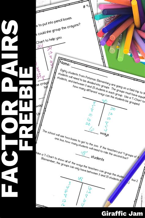 Factor Pairs Factor Pairs Freebie Factor Pairs 4th Grade Free Factors Resource Finding Facto