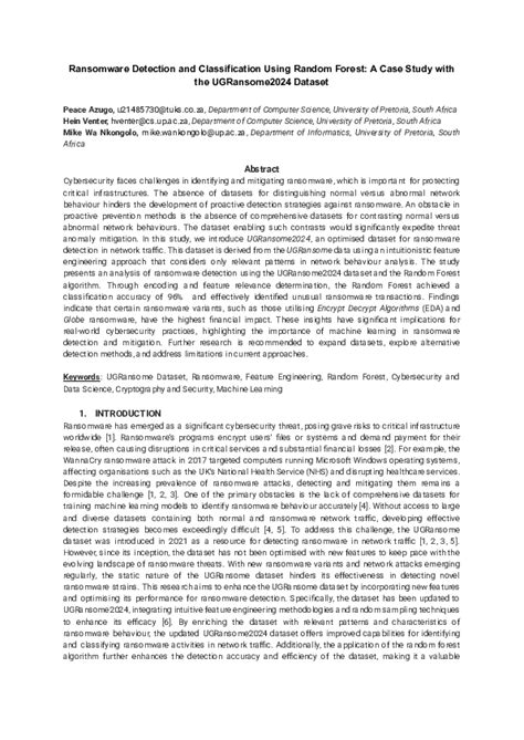 Pdf Ransomware Detection And Classification Using Random Forest A