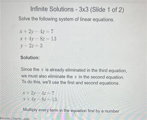 Solved Infinite Solutions Slide Of Solve The Chegg Com