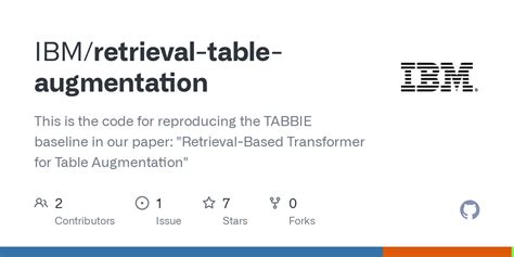 github ibm retrieval table augmentation this is the code for