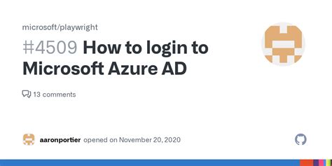 How To Login To Microsoft Azure Ad · Issue 4509 · Microsoftplaywright · Github