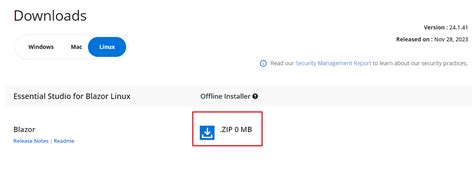 Downloading Syncfusion Blazor Linux Installer Syncfusion
