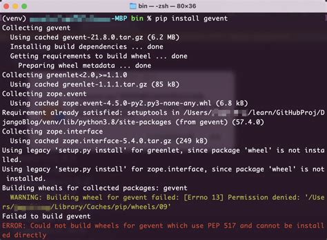 Gevent Install Error Could Not Build Wheels For Gevent Which Use PEP