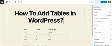 How To Add Tables In Wordpress Using Html Visual Editor And Plugins