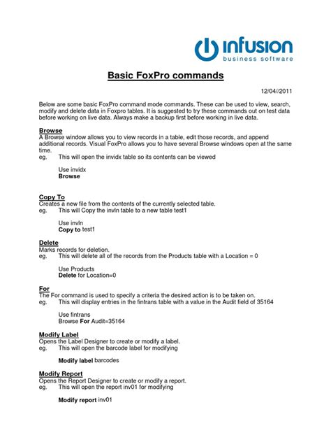 basic foxpro commands pdf comma separated values microsoft excel