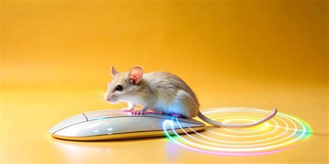 Modern Holographic Mouse With Floating Cursor Concept On White