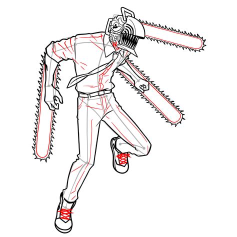 How To Draw Chainsaw Man Full Body And Front View Stances