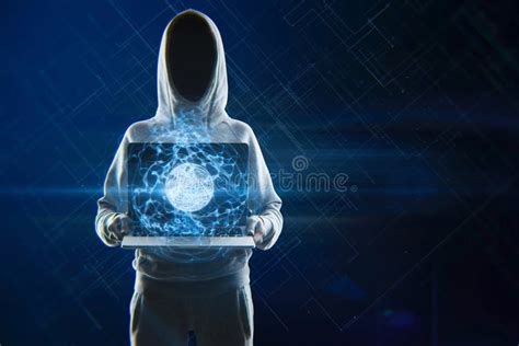 Cyberspace Network Background With A Man In The Tunnel Stock Image