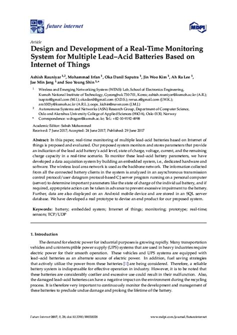Pdf Design And Development Of A Real Time Monitoring System For Multiple Lead Acid Batteries